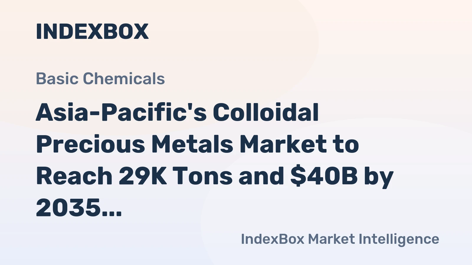 Asia-Pacific's Colloidal Precious Metals Market to Reach 29K Tons and $40B by 2035