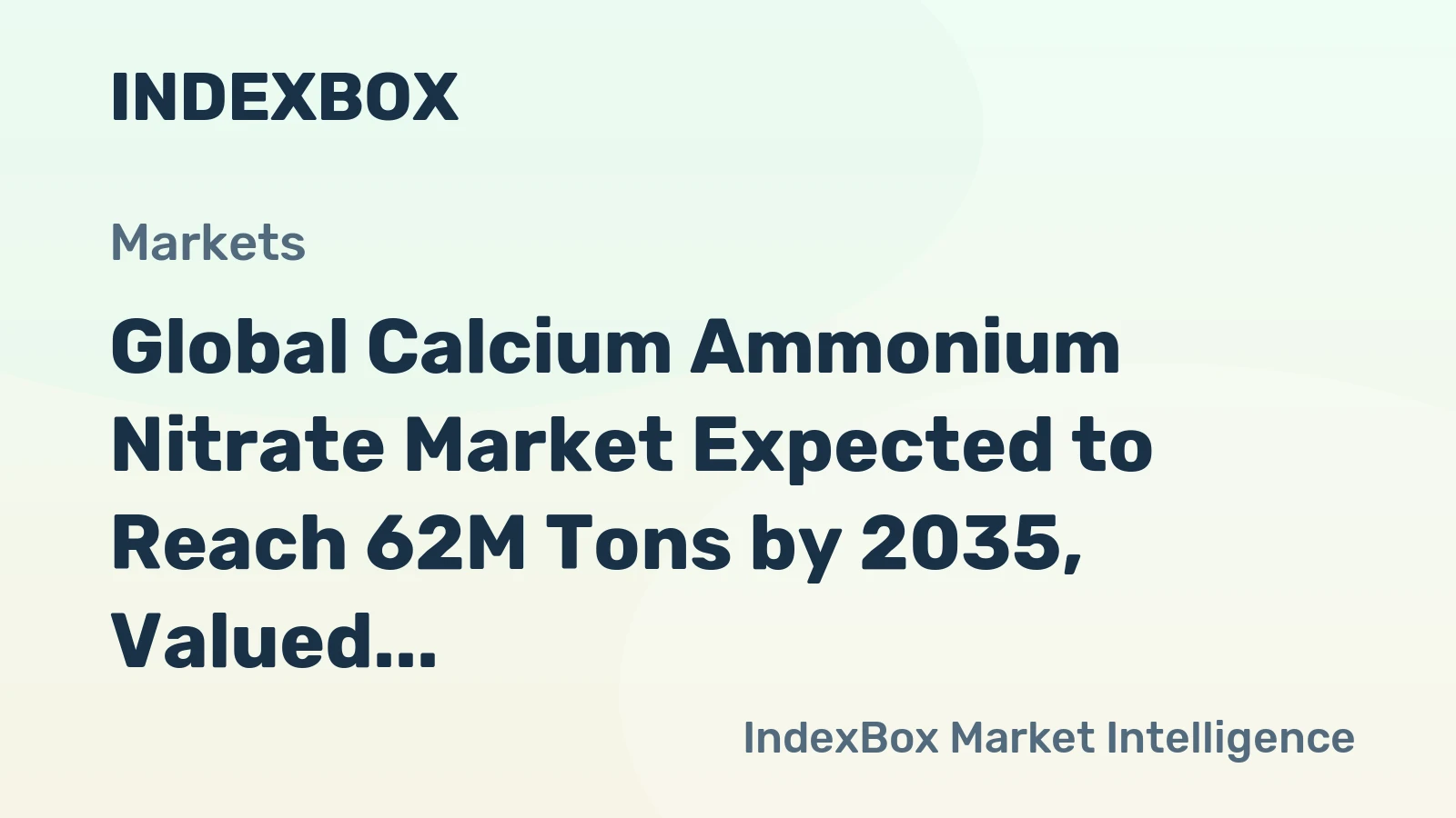 Global Calcium Ammonium Nitrate Market Expected to Reach 62M Tons by 2035, Valued at $30.3B