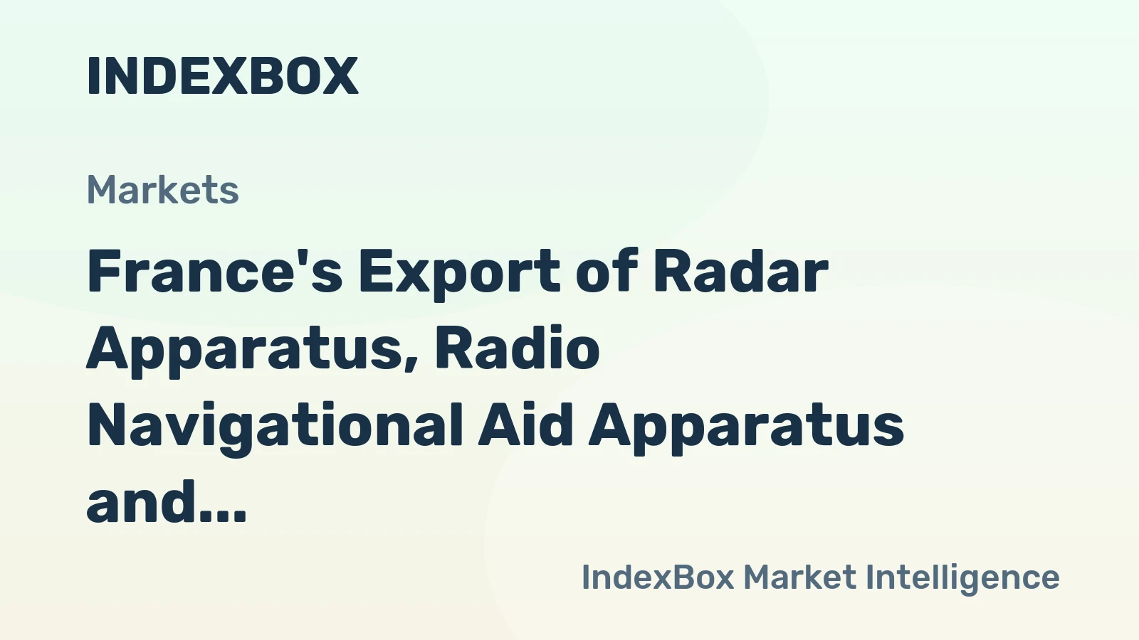 France's Export of Radar Apparatus, Radio Navigational Aid Apparatus and Radio Remote Control Apparatus Plummets by 37% to Total $540M in 2023.