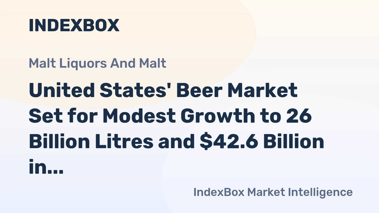 United States' Beer Market Set for Modest Growth to 26 Billion Litres and $42.6 Billion in Value
