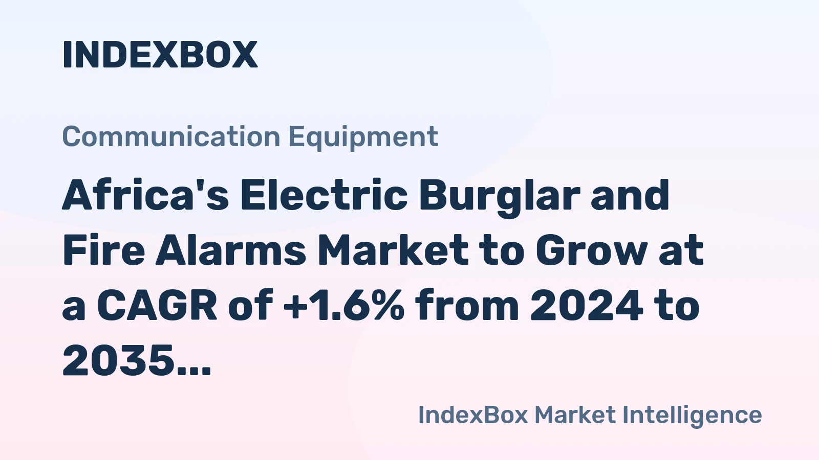 Africa's Electric Burglar and Fire Alarms Market to Grow at a CAGR of +1.6% from 2024 to 2035