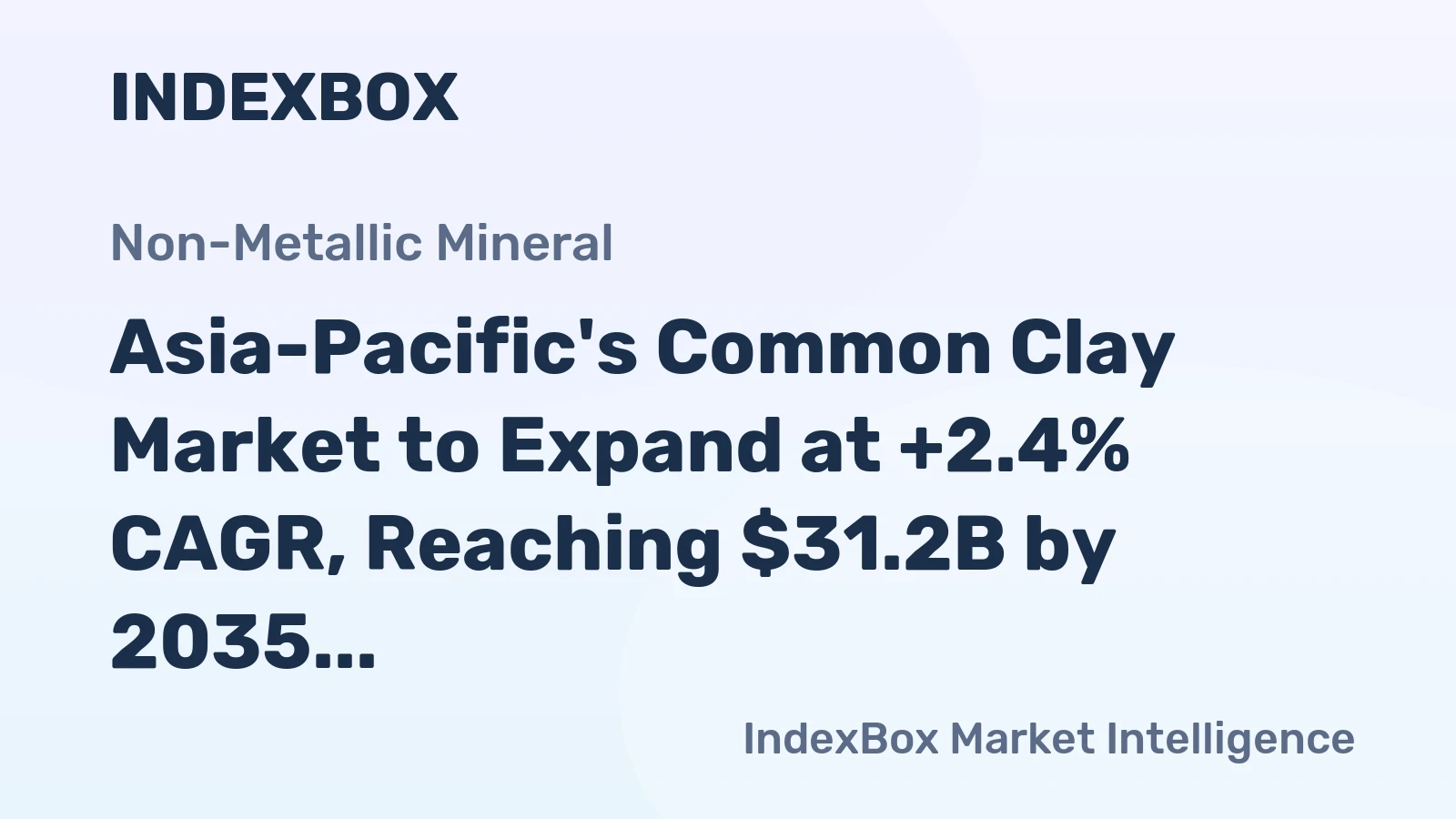 Asia-Pacific's Common Clay Market to Expand at +2.4% CAGR, Reaching $31.2B by 2035