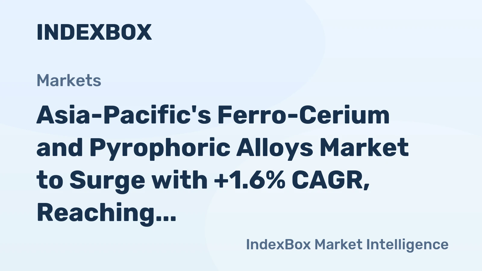 Asia-Pacific's Ferro-Cerium and Pyrophoric Alloys Market to Surge with +1.6% CAGR, Reaching $3.1B by 2035