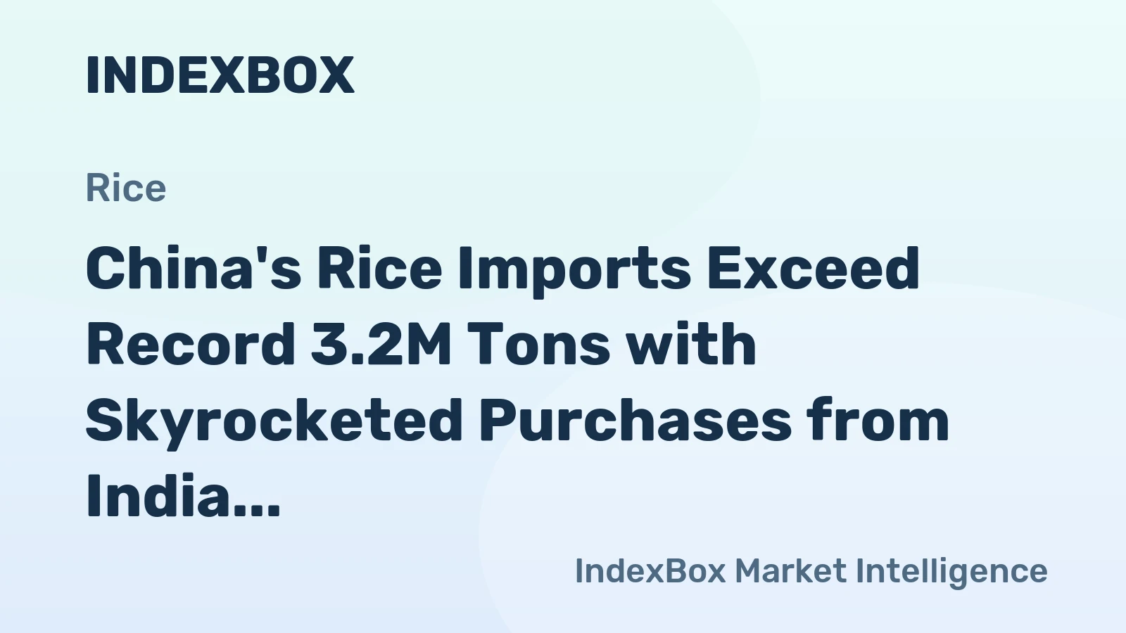 China's Rice Imports Exceed Record 3.2M Tons with Skyrocketed Purchases from India