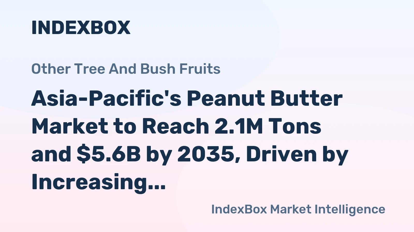 Asia-Pacific's Peanut Butter Market to Reach 2.1M Tons and $5.6B by 2035, Driven by Increasing Demand