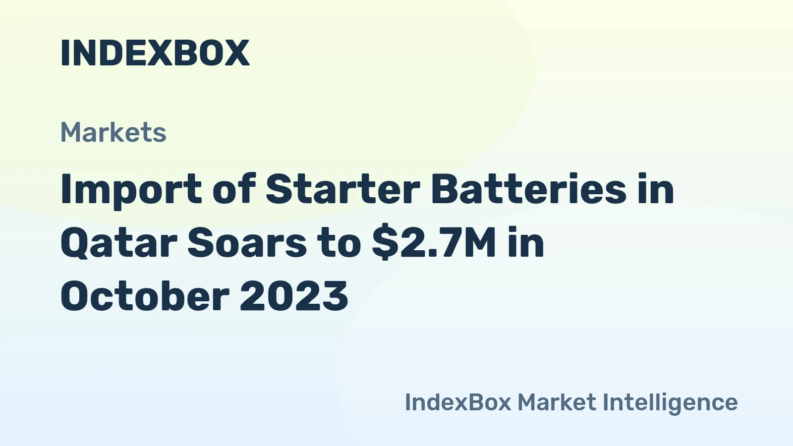 Import of Starter Batteries in Qatar Soars to $2.7M in October 2023