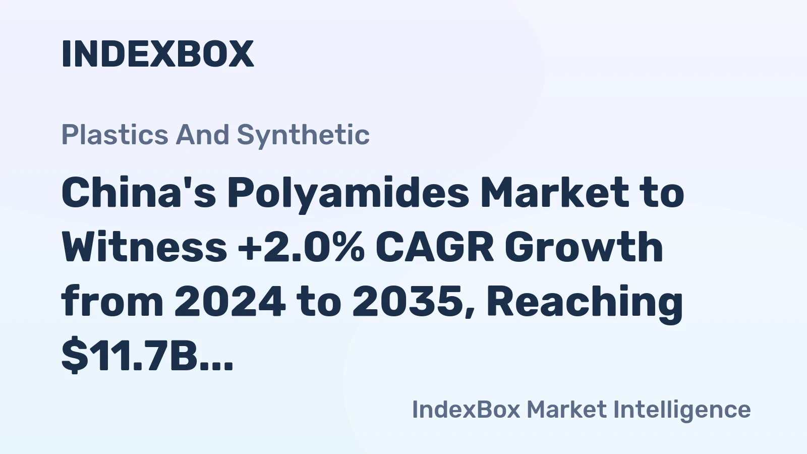 China's Polyamides Market to Witness +2.0% CAGR Growth from 2024 to 2035, Reaching $11.7B Value