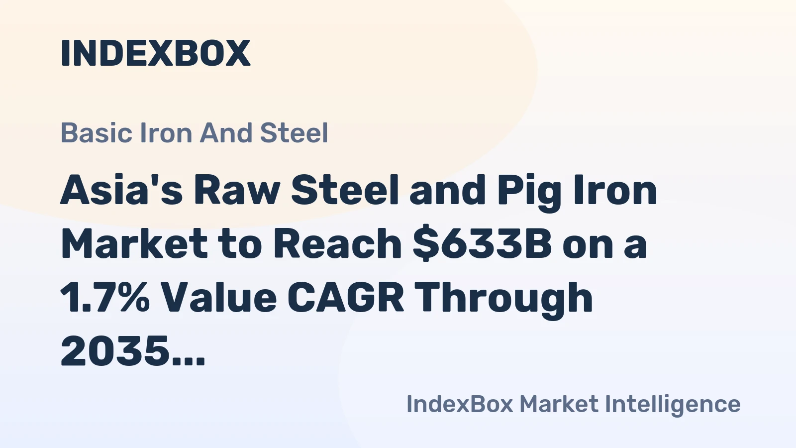 Asia's Raw Steel and Pig Iron Market to Reach $633B on a 1.7% Value CAGR Through 2035