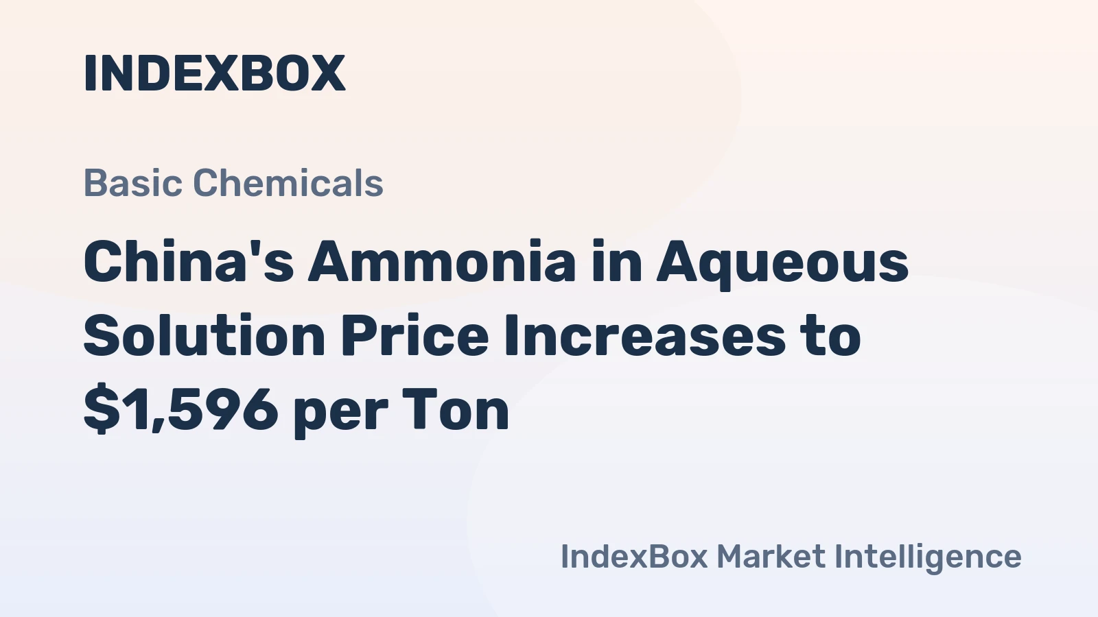 China's Ammonia in Aqueous Solution Price Increases to $1,596 per Ton