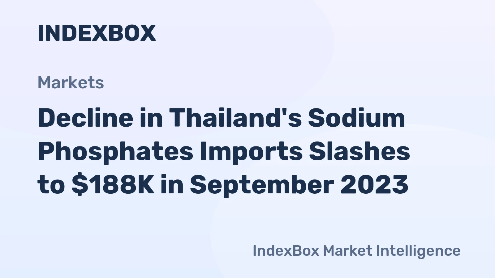 Decline in Thailand's Sodium Phosphates Imports Slashes to $188K in September 2023