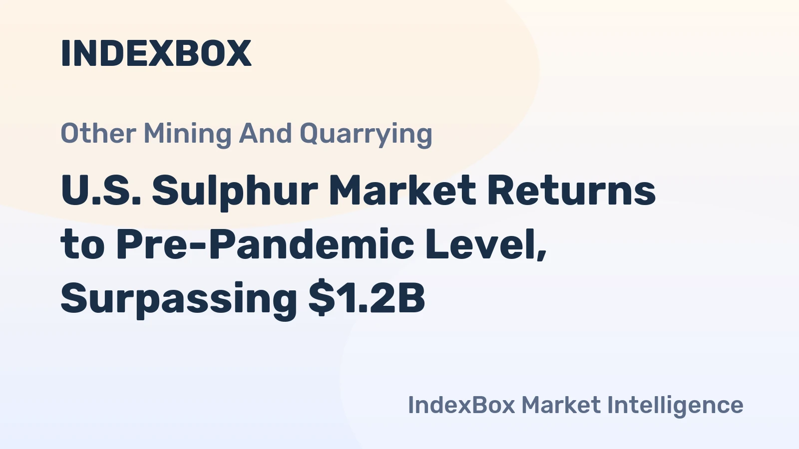 U.S. Sulphur Market Returns to Pre-Pandemic Level, Surpassing $1.2B