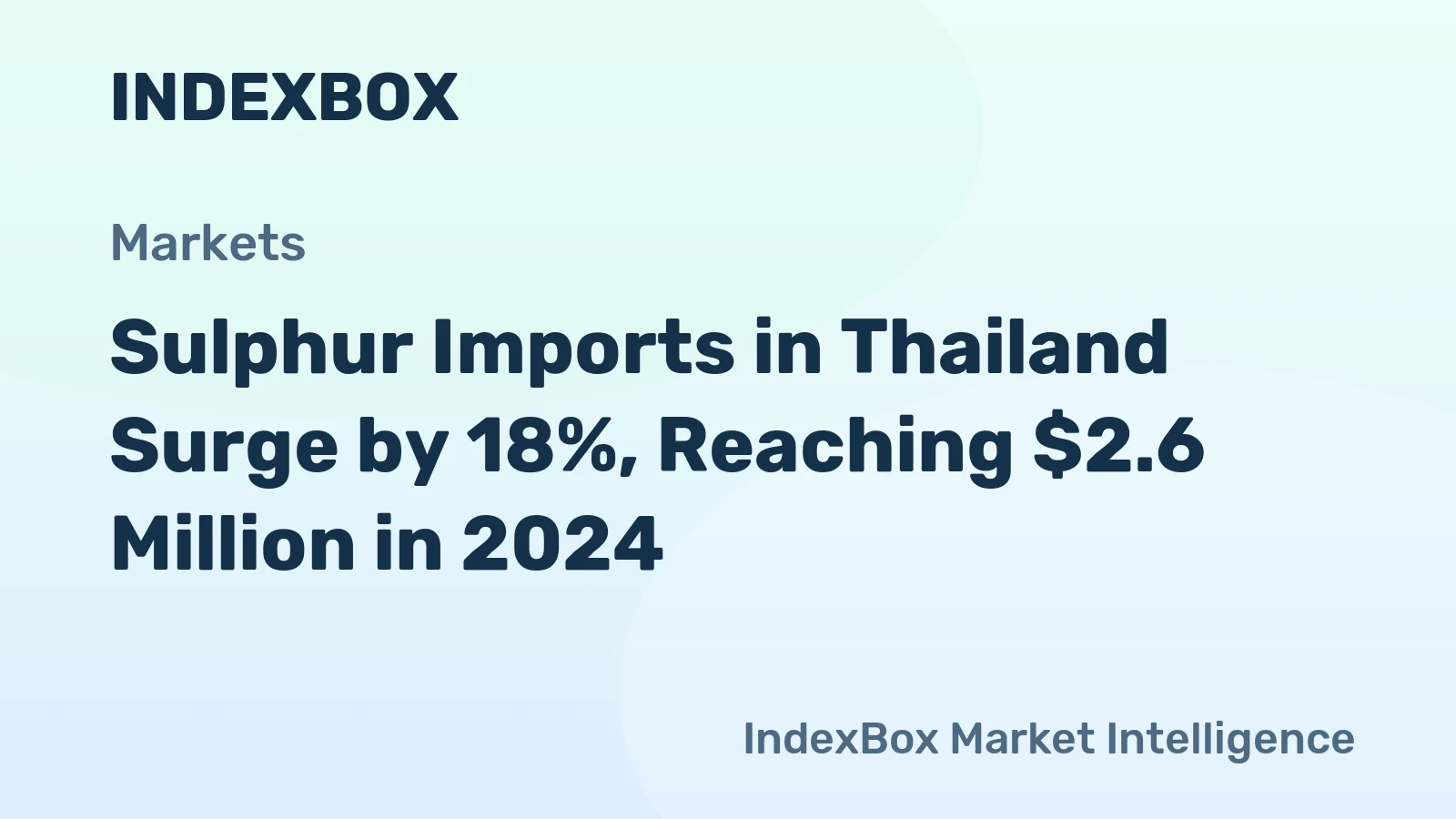 Sulphur Imports in Thailand Surge by 18%, Reaching $2.6 Million in 2024