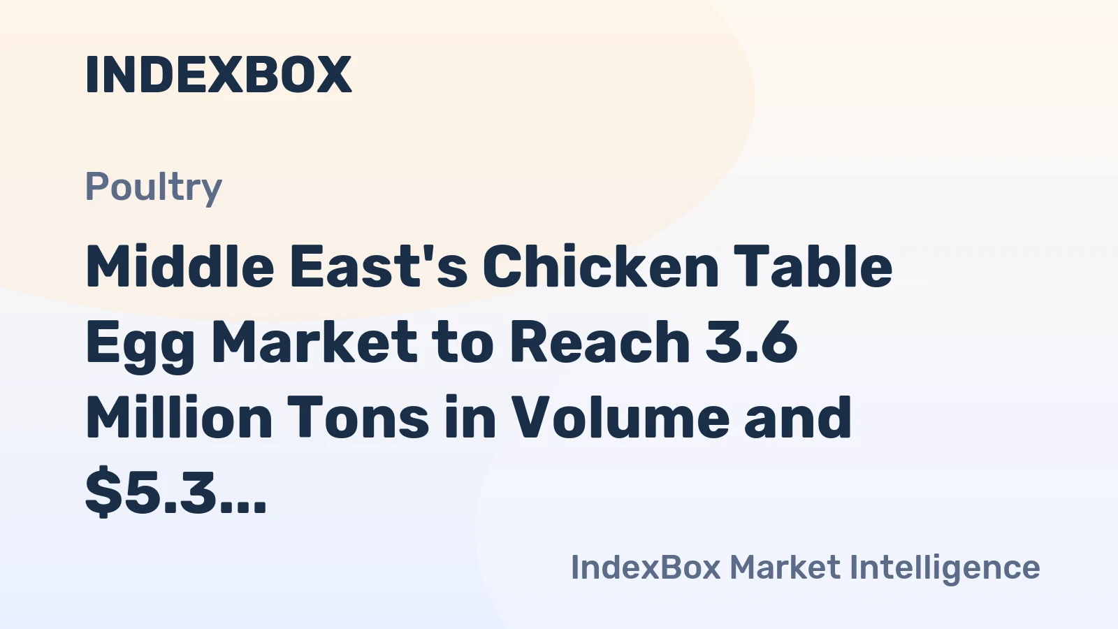 Middle East's Chicken Table Egg Market to Reach 3.6 Million Tons in Volume and $5.3 Billion in Value