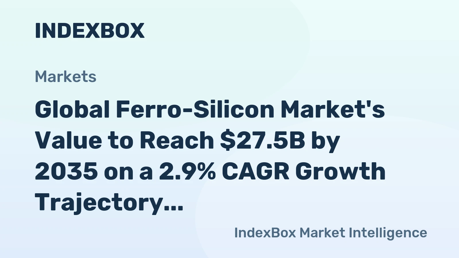 Global Ferro-Silicon Market's Value to Reach $27.5B by 2035 on a 2.9% CAGR Growth Trajectory