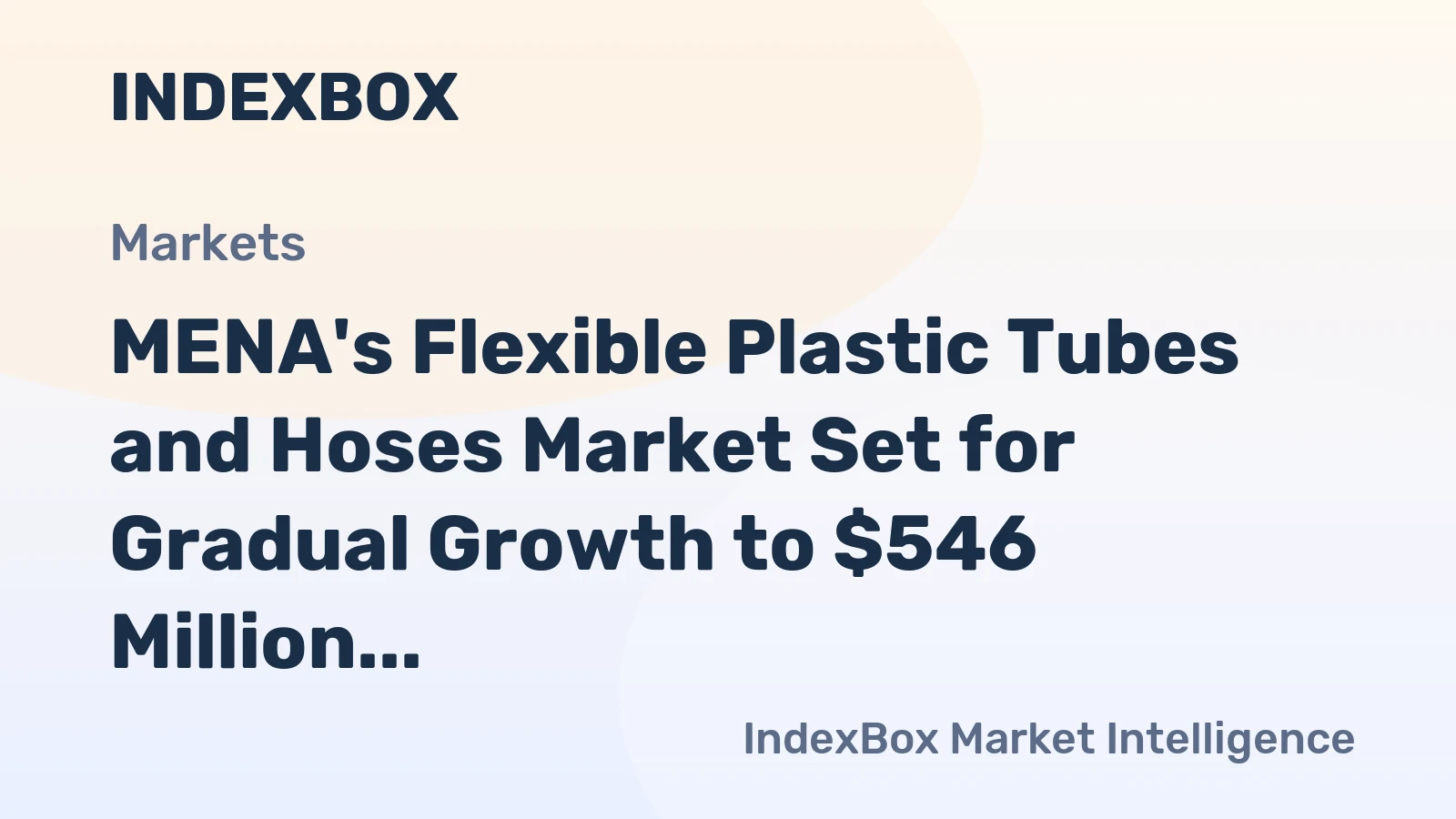 MENA's Flexible Plastic Tubes and Hoses Market Set for Gradual Growth to $546 Million