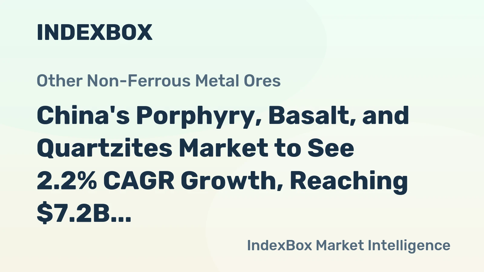 China's Porphyry, Basalt, and Quartzites Market to See 2.2% CAGR Growth, Reaching $7.2B by 2035