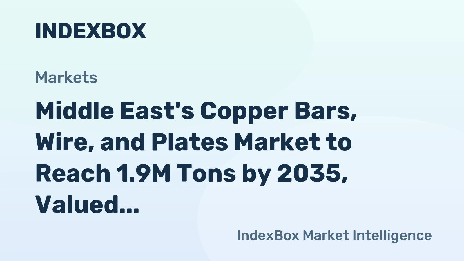 Middle East's Copper Bars, Wire, and Plates Market to Reach 1.9M Tons by 2035, Valued at $29.8B