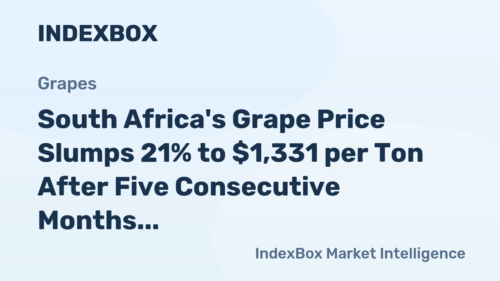 South Africa's Grape Price Slumps 21% to $1,331 per Ton After Five Consecutive Months of Decline