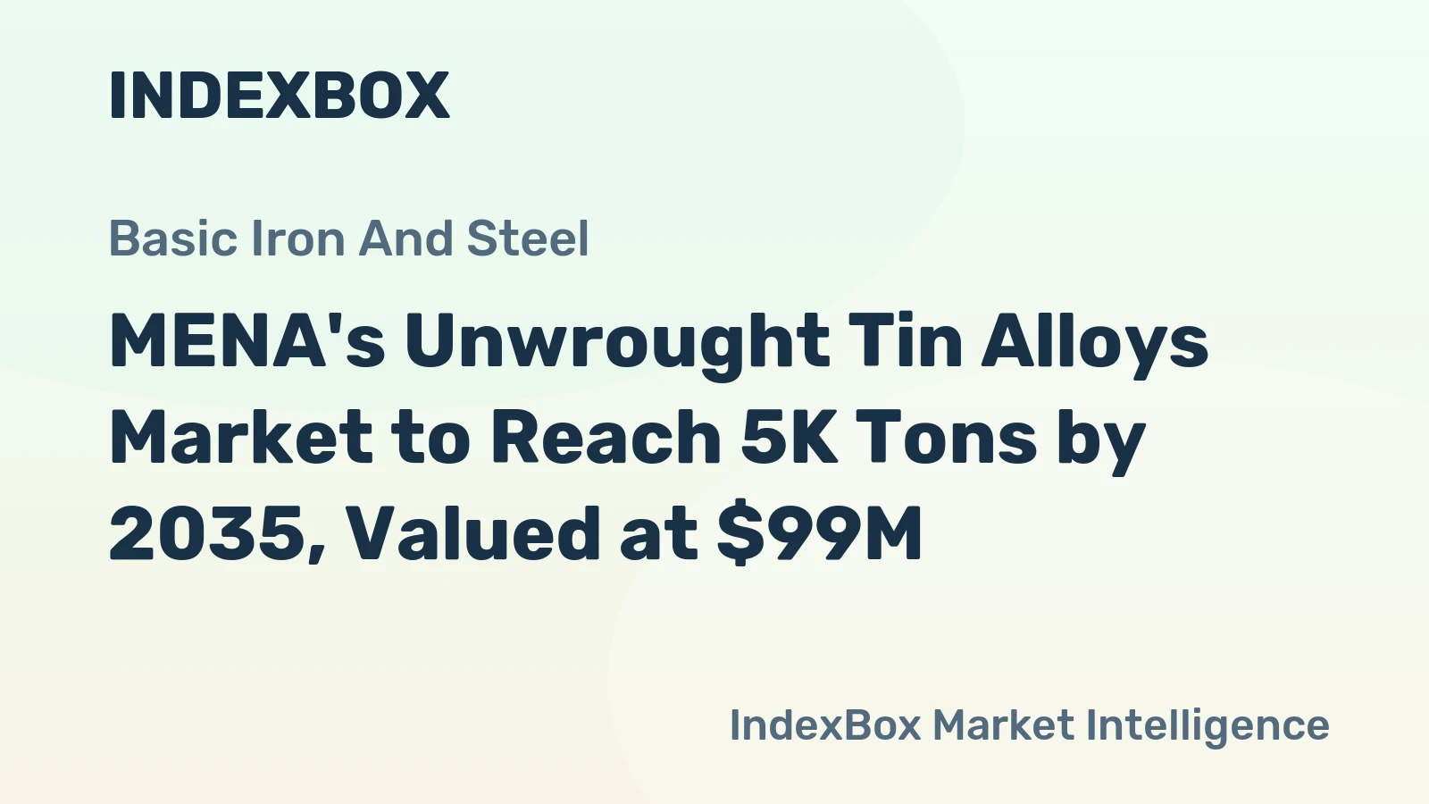 MENA's Unwrought Tin Alloys Market to Reach 5K Tons by 2035, Valued at $99M