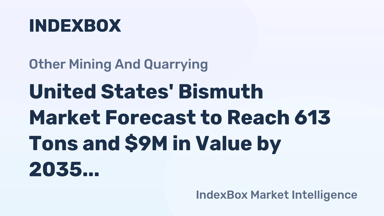 United States' Bismuth Market Forecast to Reach 613 Tons and $9M in Value by 2035