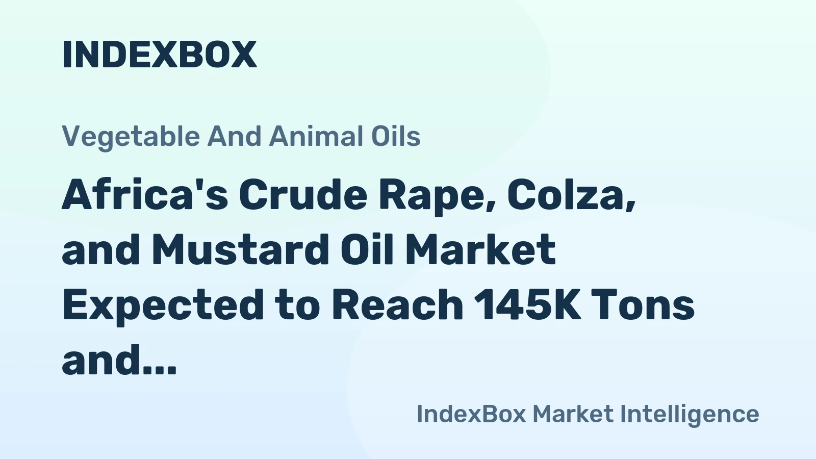 Africa's Crude Rape, Colza, and Mustard Oil Market Expected to Reach 145K Tons and $255M by 2035