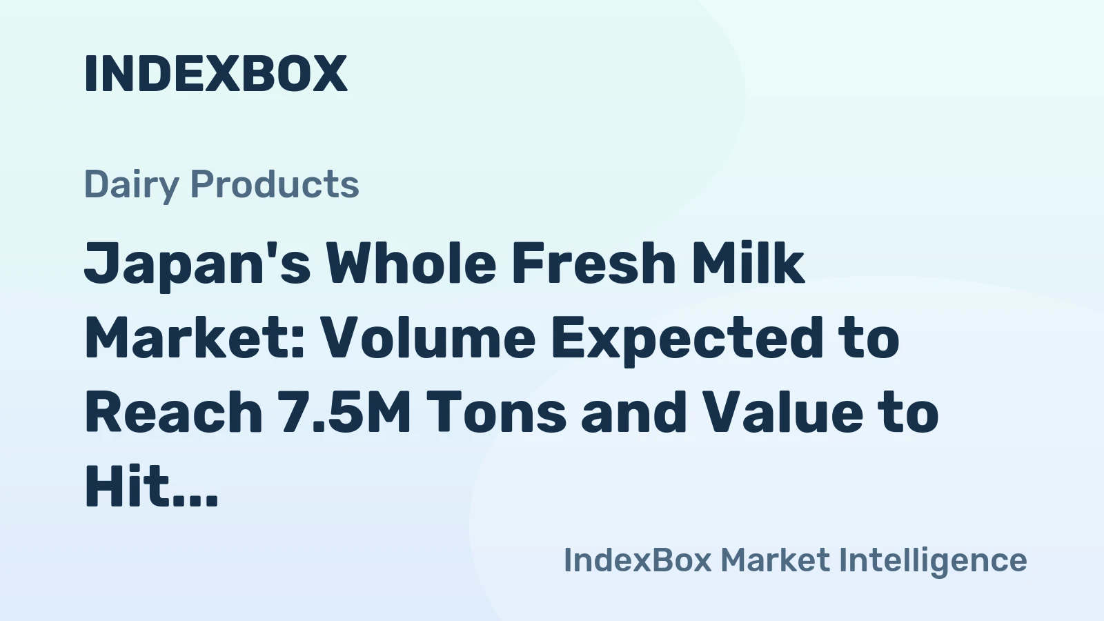 Japan's Whole Fresh Milk Market: Volume Expected to Reach 7.5M Tons and Value to Hit $15B by 2035
