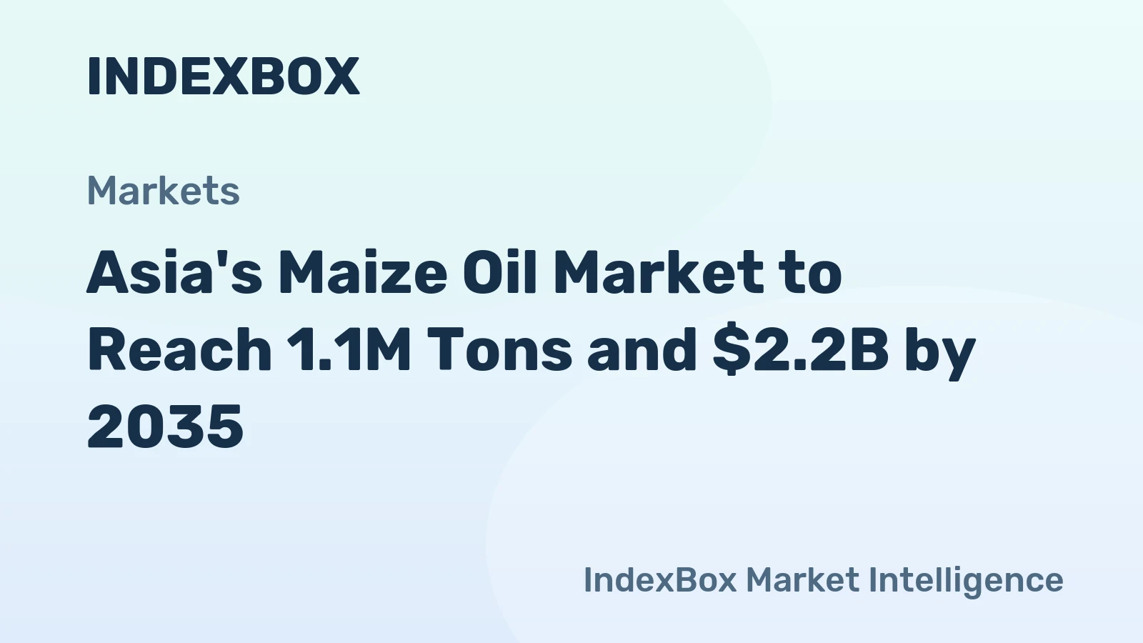 Asia's Maize Oil Market to Reach 1.1M Tons and $2.2B by 2035