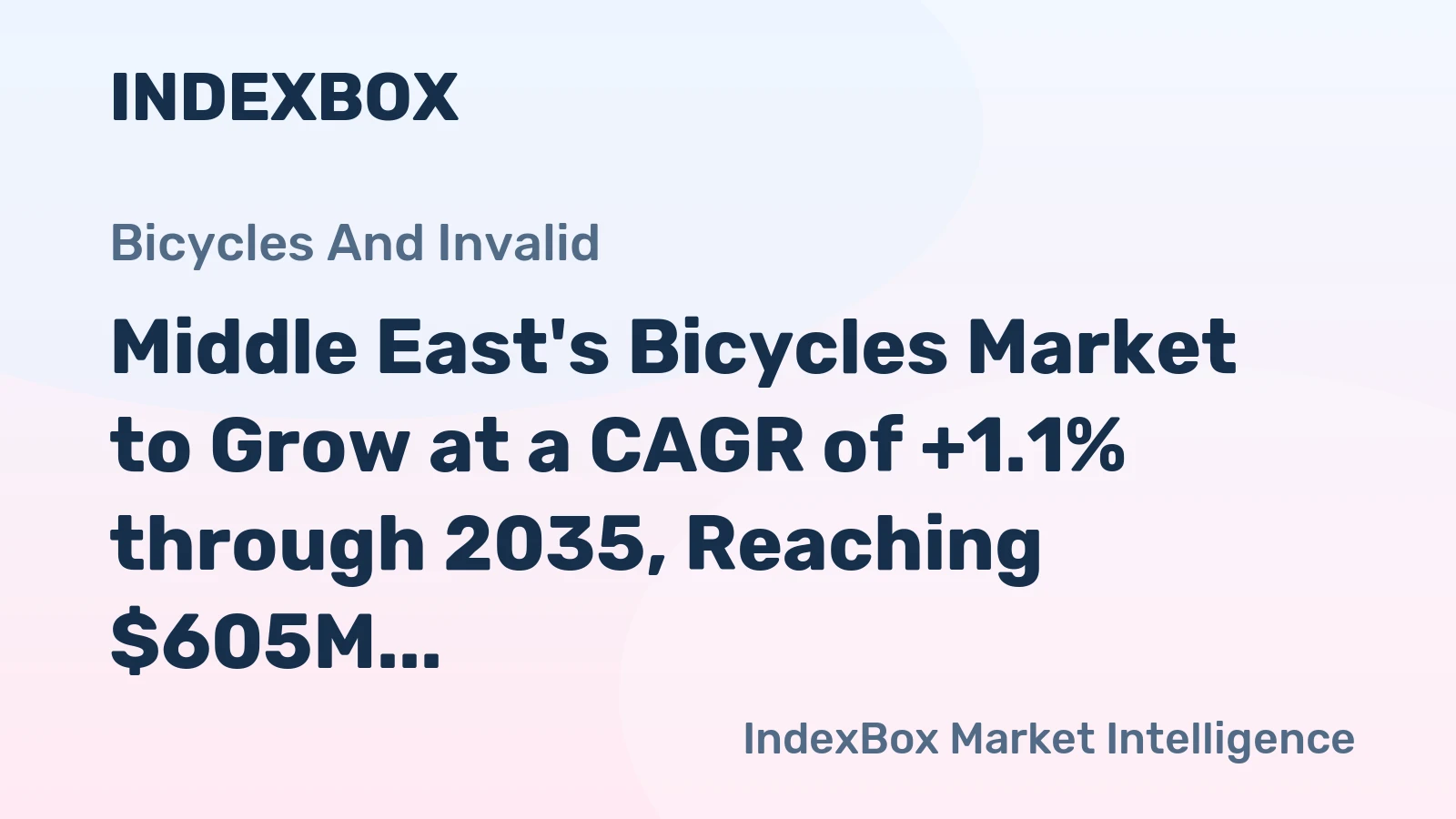 Middle East's Bicycles Market to Grow at a CAGR of +1.1% through 2035, Reaching $605M in Value