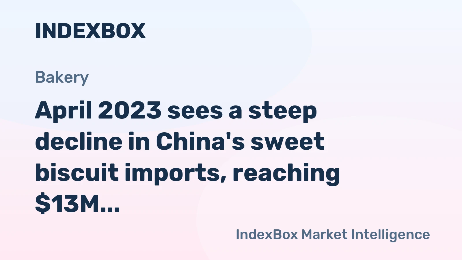 April 2023 sees a steep decline in China's sweet biscuit imports, reaching $13M.