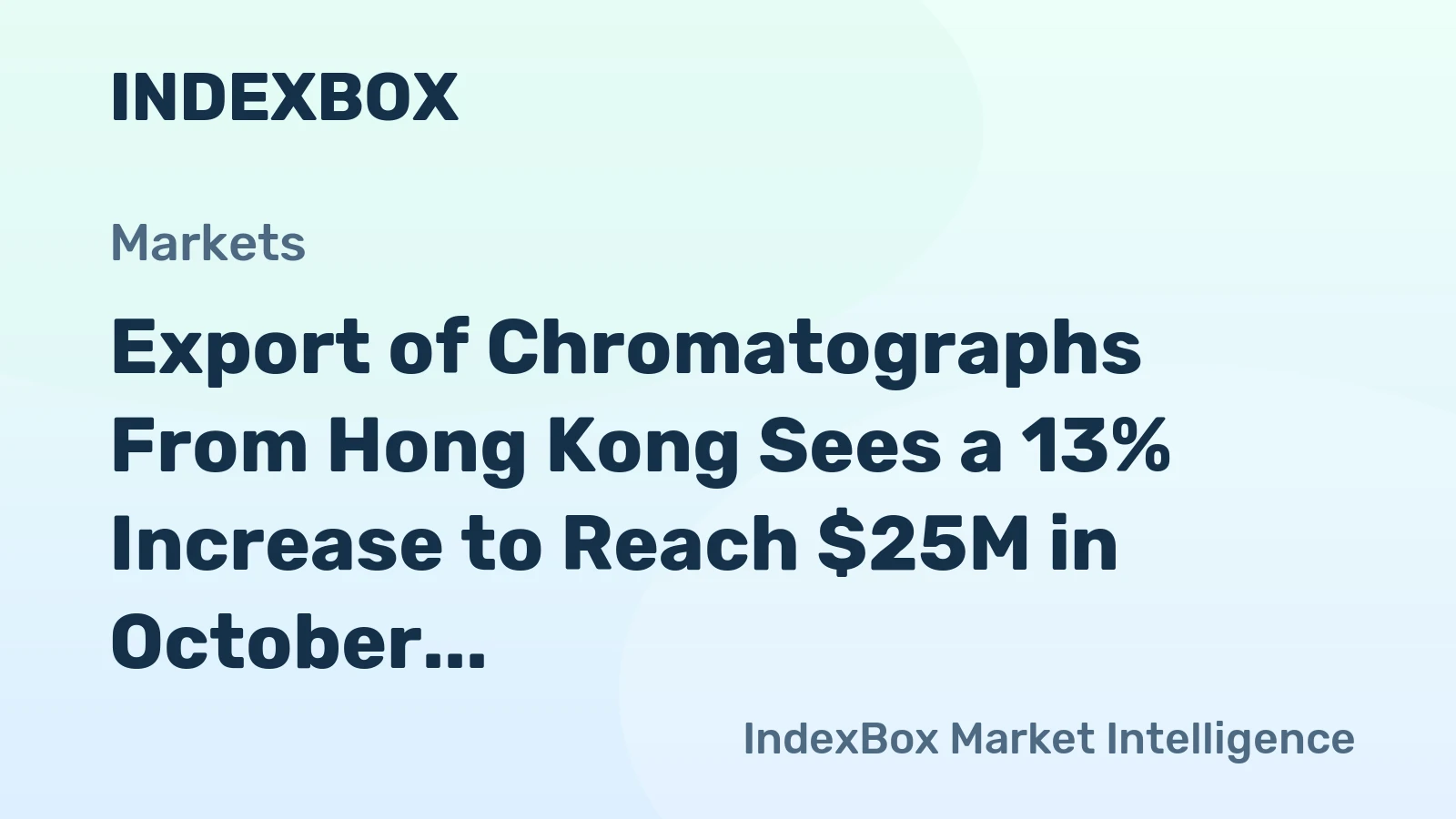 Export of Chromatographs From Hong Kong Sees a 13% Increase to Reach $25M in October 2023