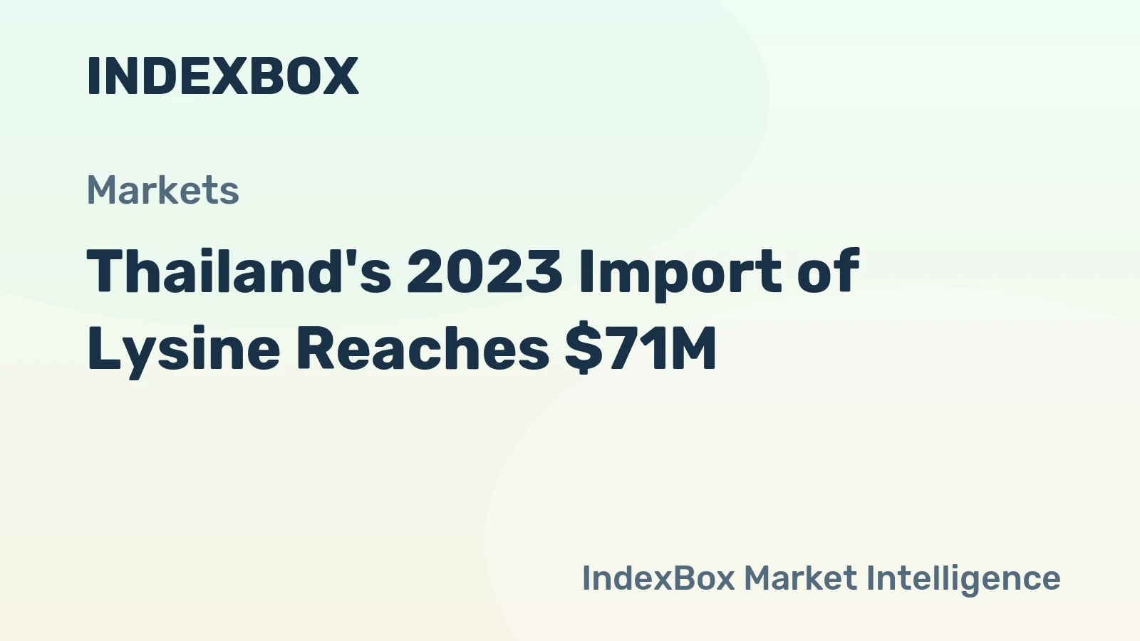 Thailand's 2023 Import of Lysine Reaches $71M