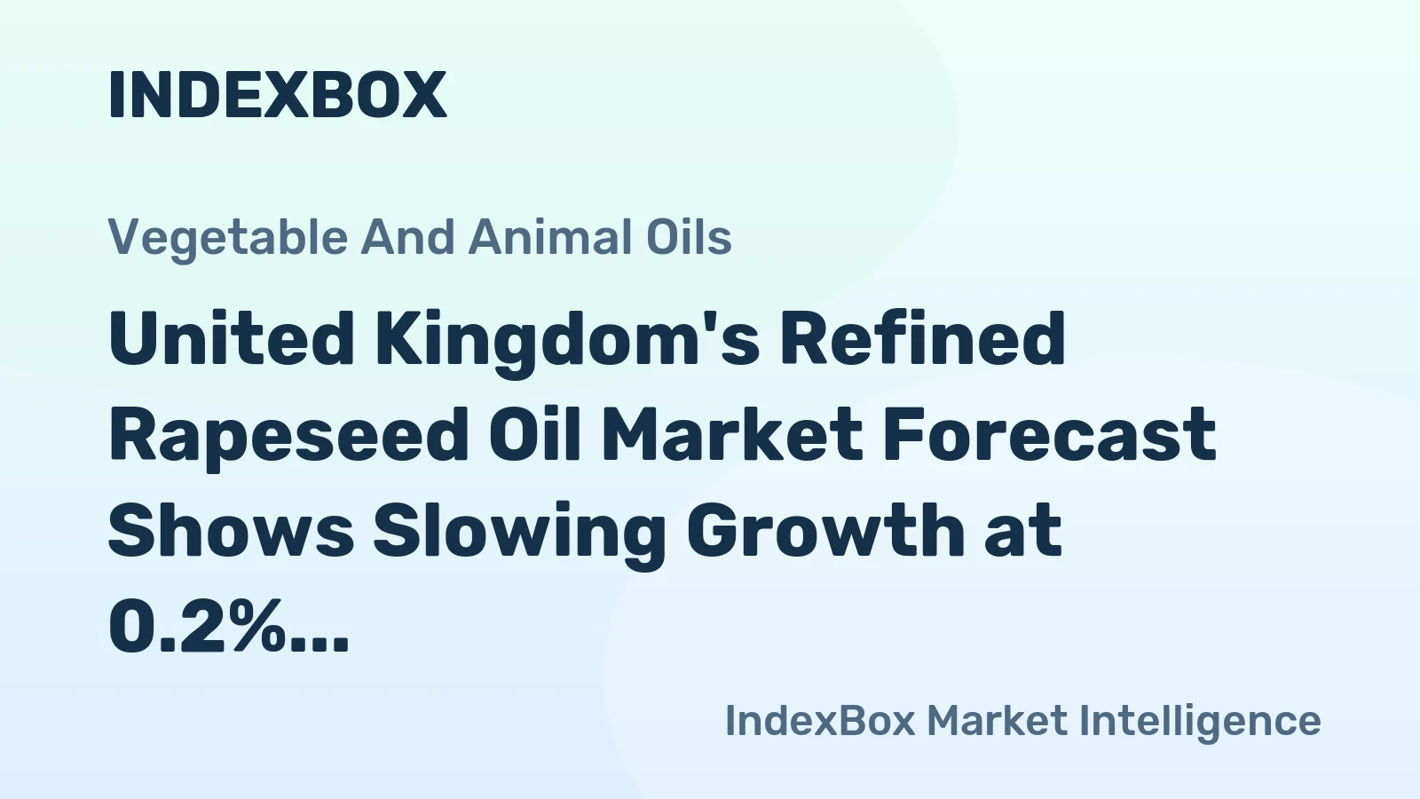United Kingdom's Refined Rapeseed Oil Market Forecast Shows Slowing Growth at 0.2% CAGR