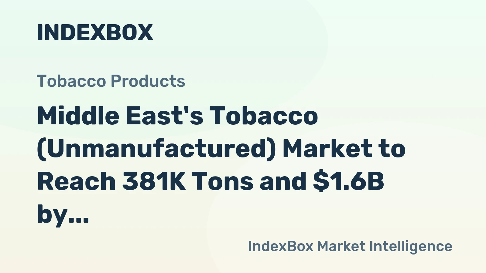 Middle East's Tobacco (Unmanufactured) Market to Reach 381K Tons and $1.6B by 2035