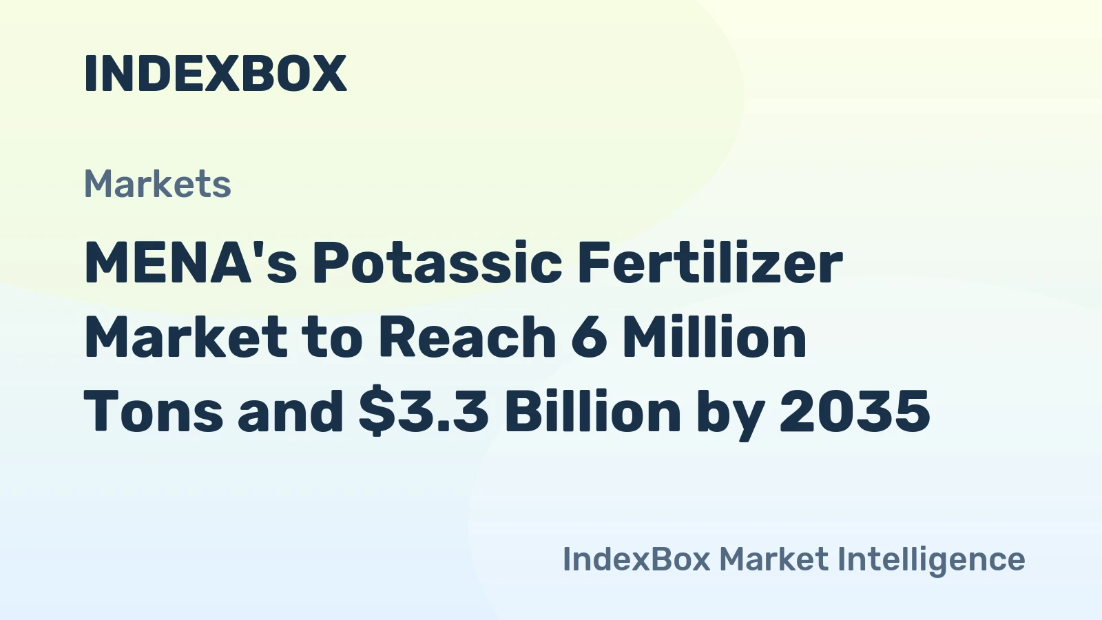 MENA's Potassic Fertilizer Market to Reach 6 Million Tons and $3.3 Billion by 2035