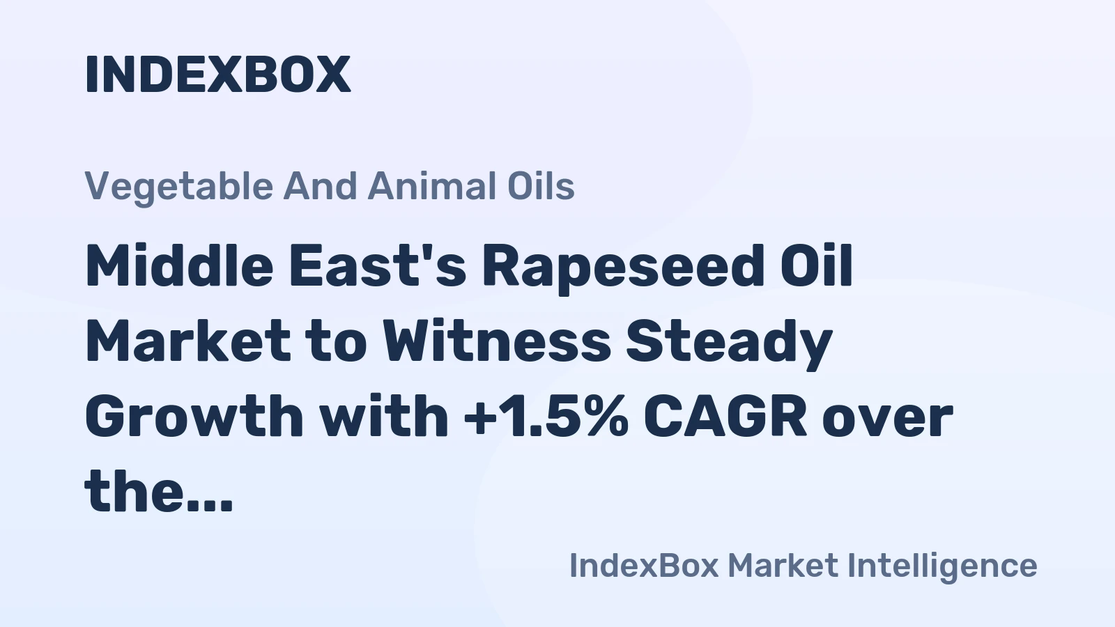 Middle East's Rapeseed Oil Market to Witness Steady Growth with +1.5% CAGR over the Next Decade