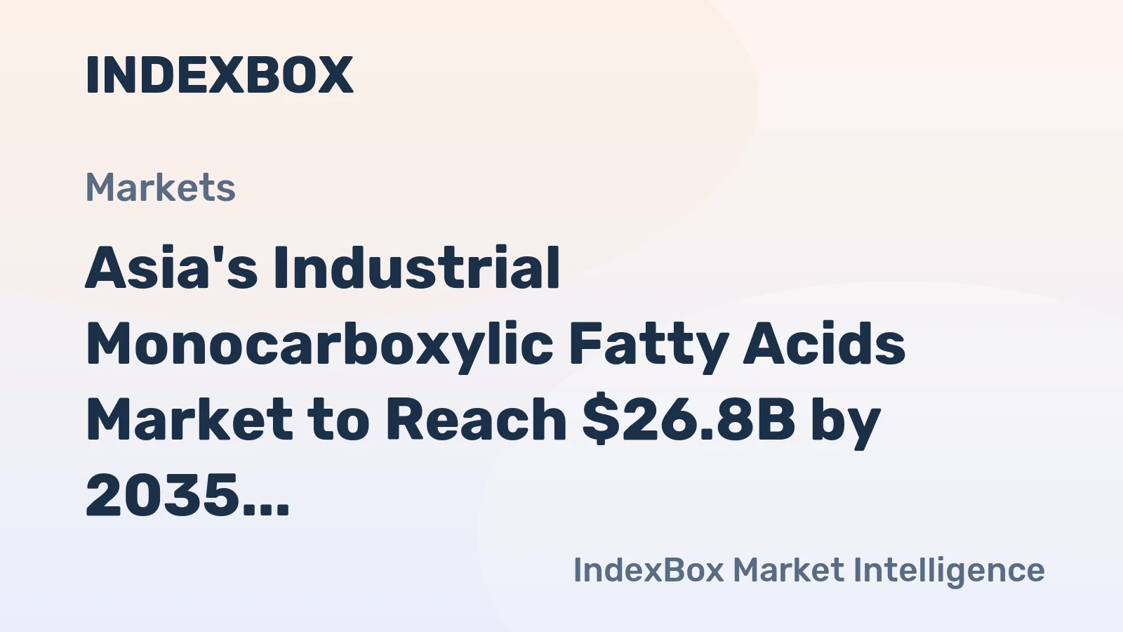 Asia's Industrial Monocarboxylic Fatty Acids Market to Reach $26.8B by 2035 on Steady 2.9% CAGR Growth