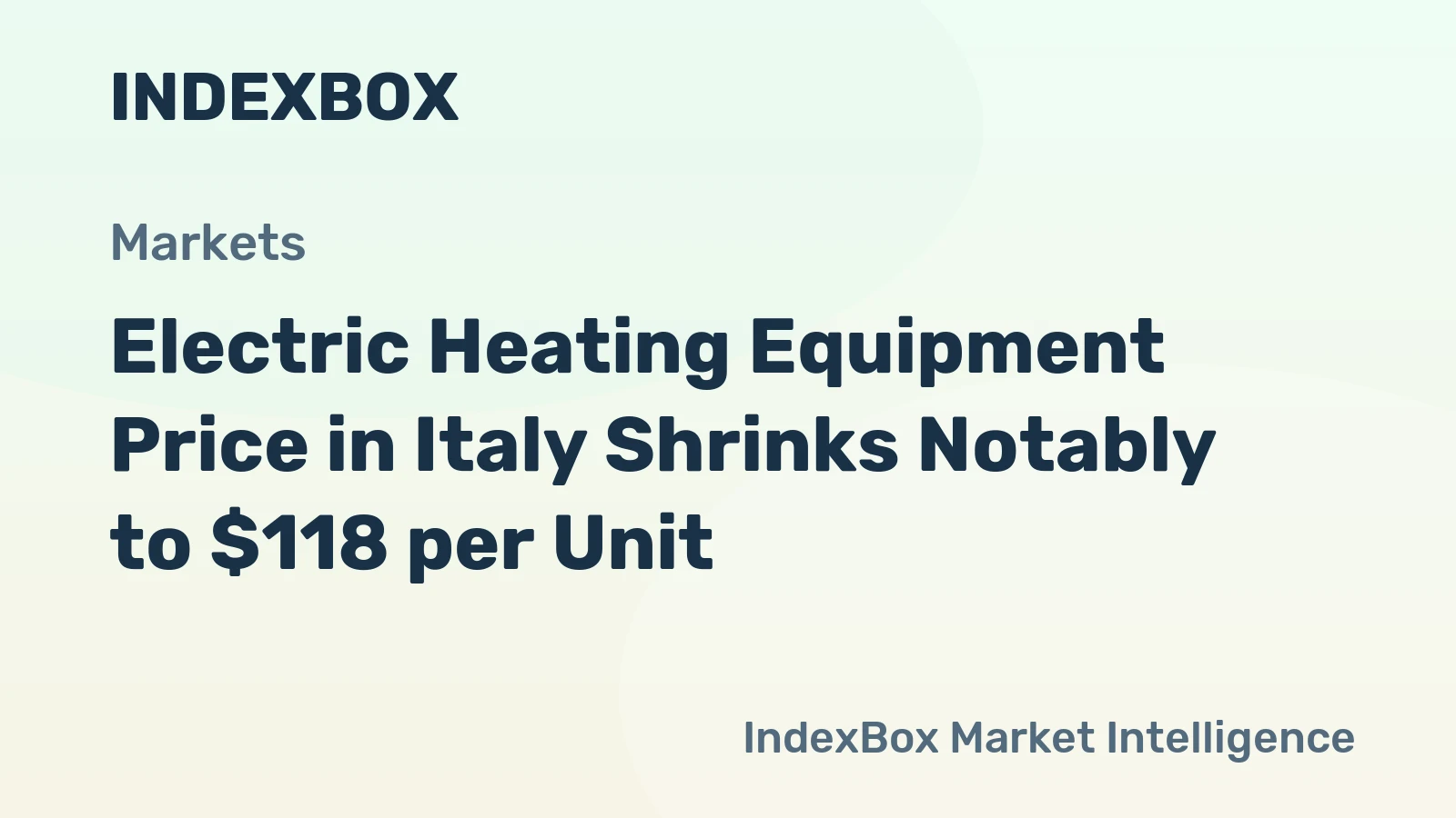 Electric Heating Equipment Price in Italy Shrinks Notably to $118 per Unit