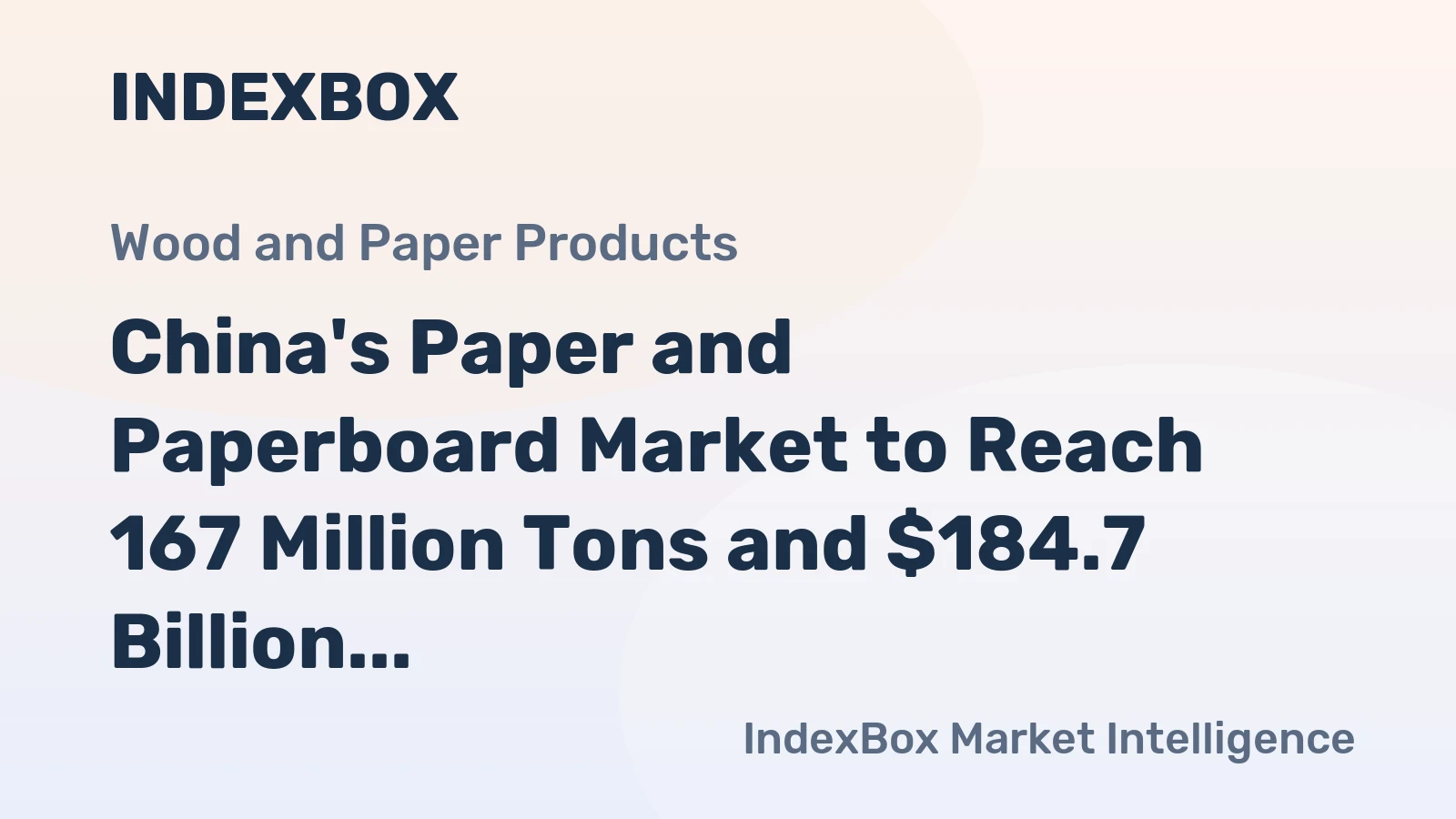 China's Paper and Paperboard Market to Reach 167 Million Tons and $184.7 Billion by 2035
