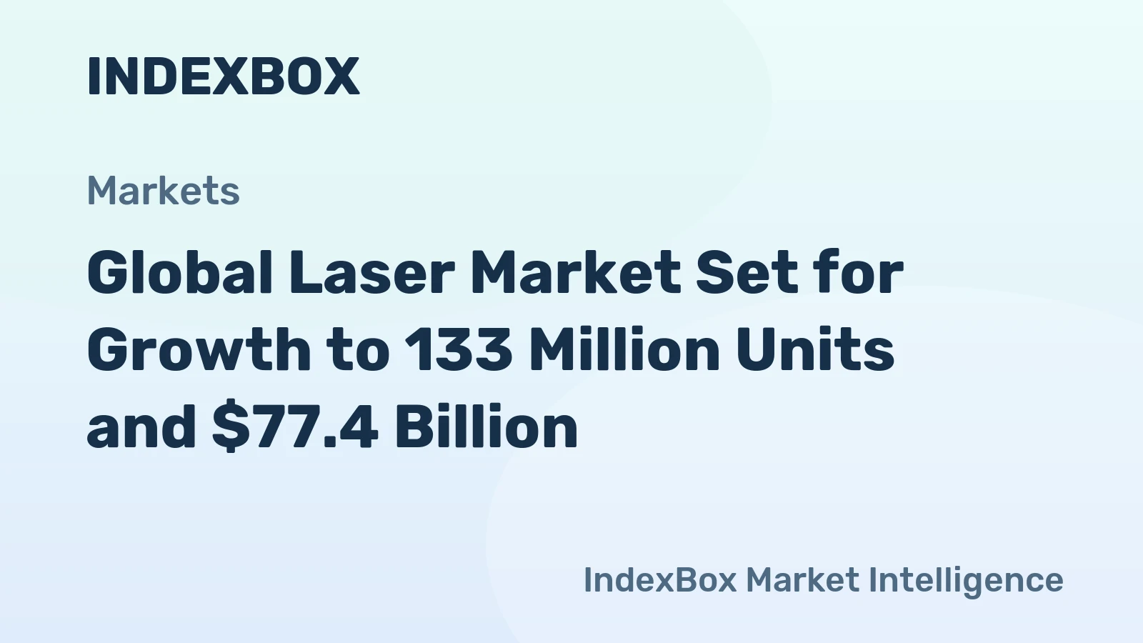 Global Laser Market Set for Growth to 133 Million Units and $77.4 Billion