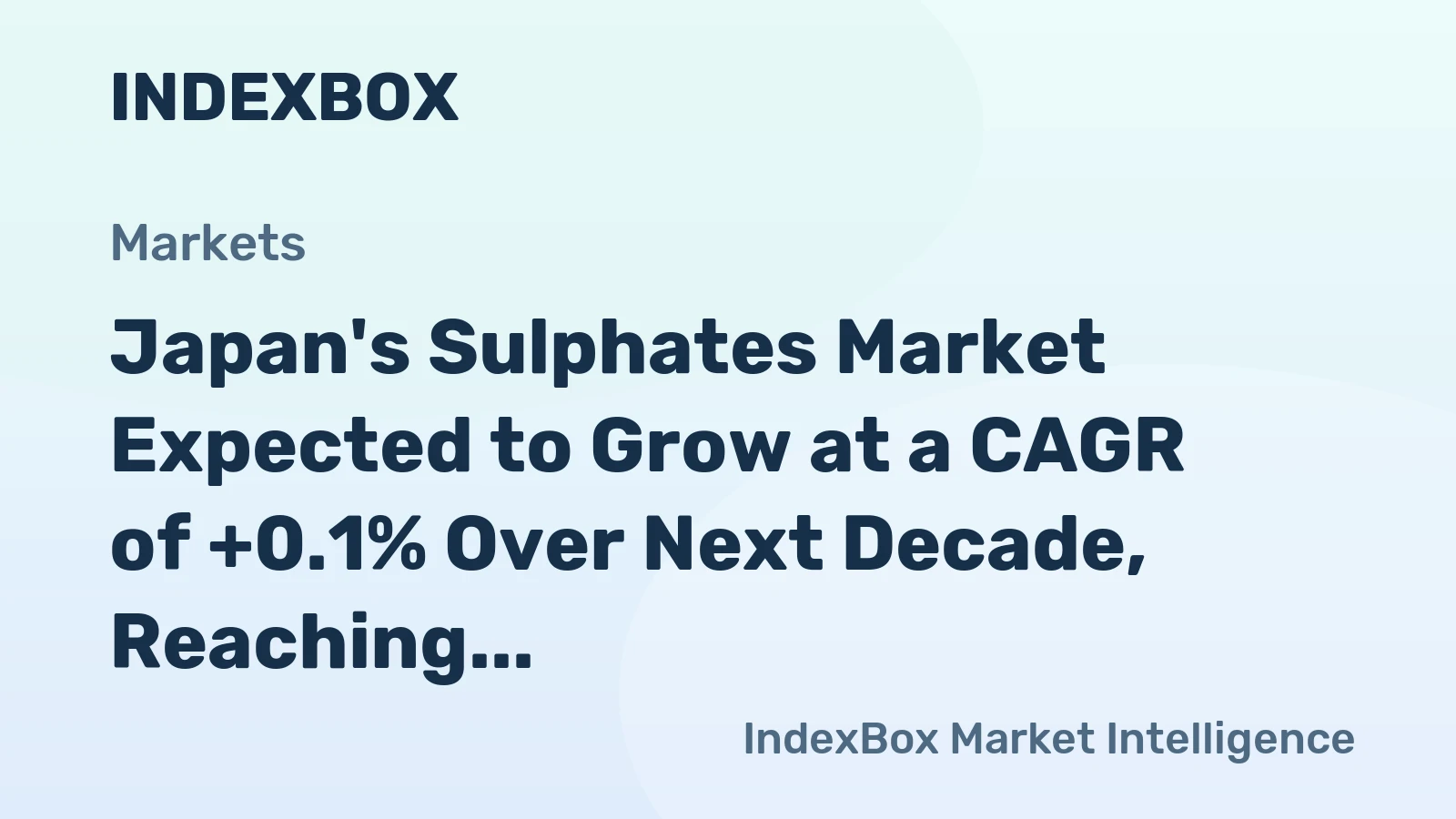 Japan's Sulphates Market Expected to Grow at a CAGR of +0.1% Over Next Decade, Reaching 1.2M Tons by 2035