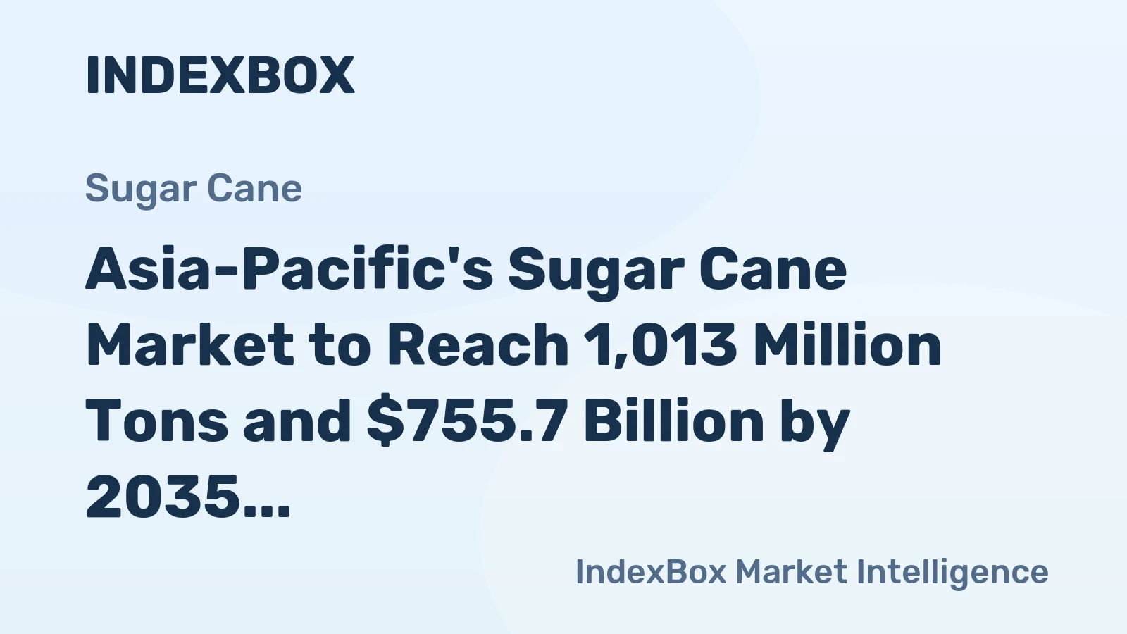 Asia-Pacific's Sugar Cane Market to Reach 1,013 Million Tons and $755.7 Billion by 2035