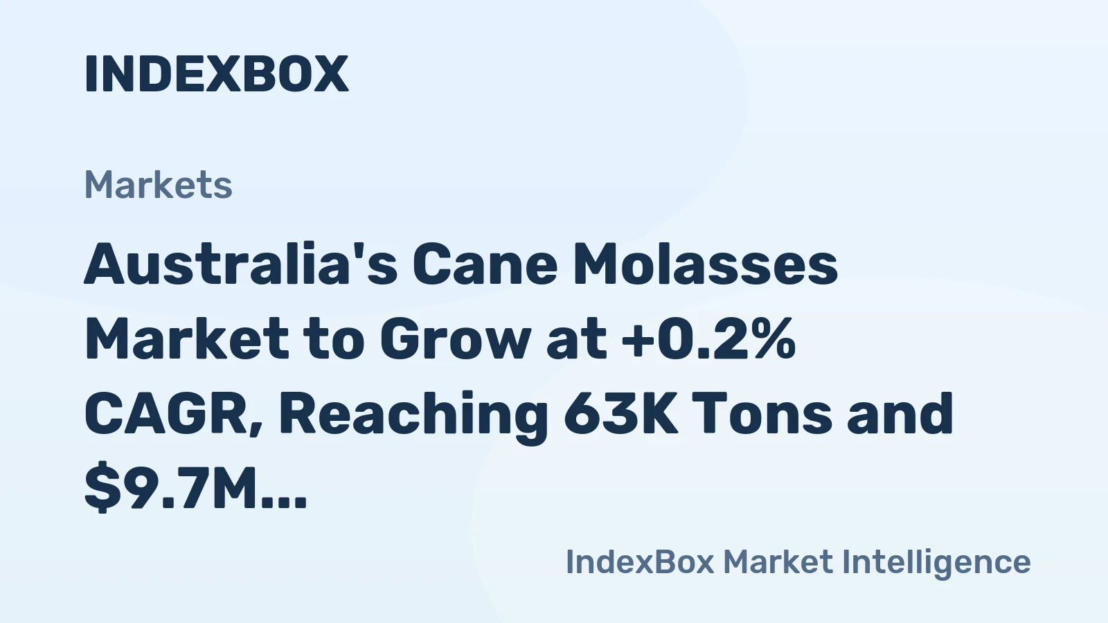 Australia's Cane Molasses Market to Grow at +0.2% CAGR, Reaching 63K Tons and $9.7M Value by 2035
