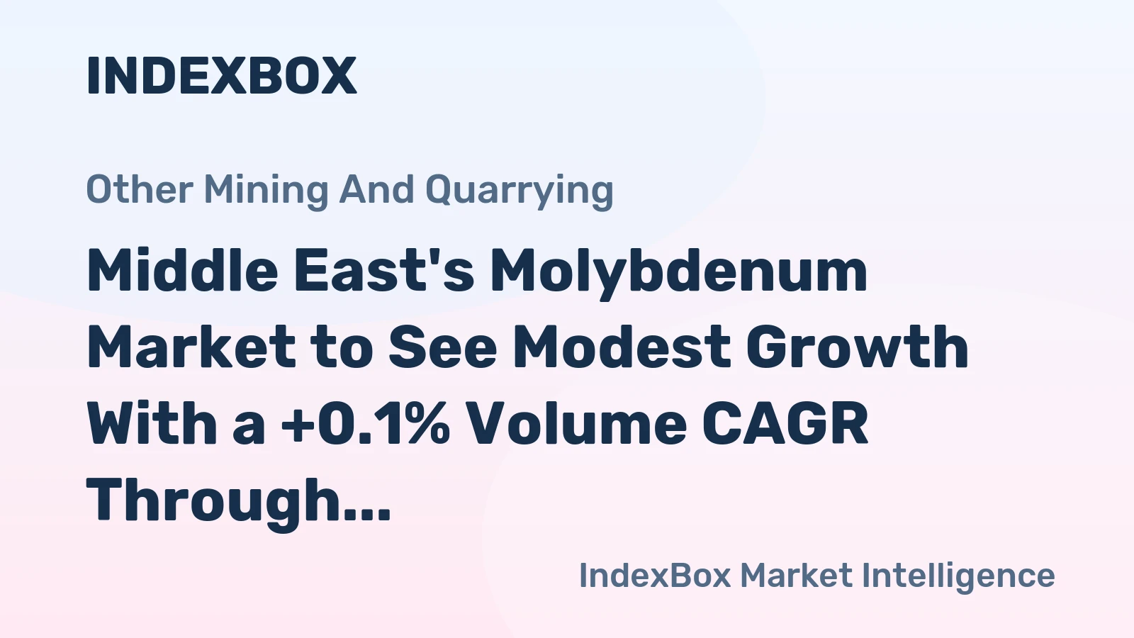 Middle East's Molybdenum Market to See Modest Growth With a +0.1% Volume CAGR Through 2035