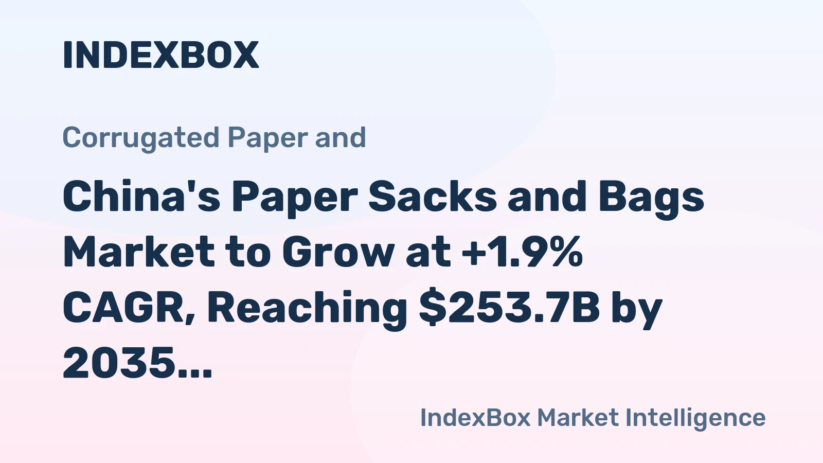 China's Paper Sacks and Bags Market to Grow at +1.9% CAGR, Reaching $253.7B by 2035