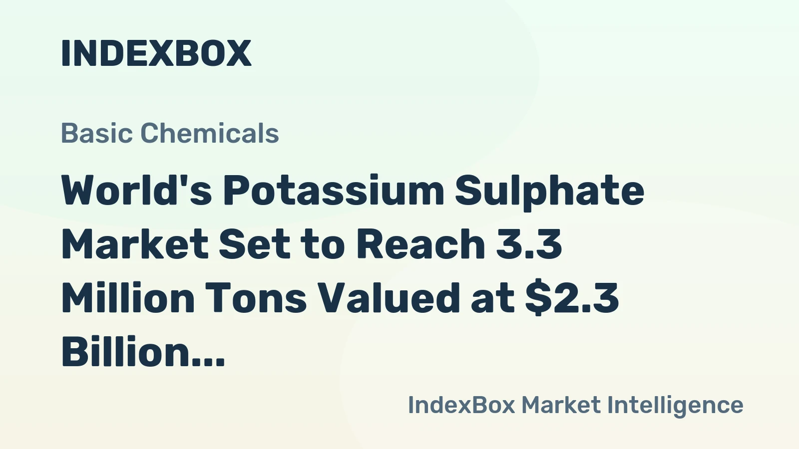 World's Potassium Sulphate Market Set to Reach 3.3 Million Tons Valued at $2.3 Billion by 2035