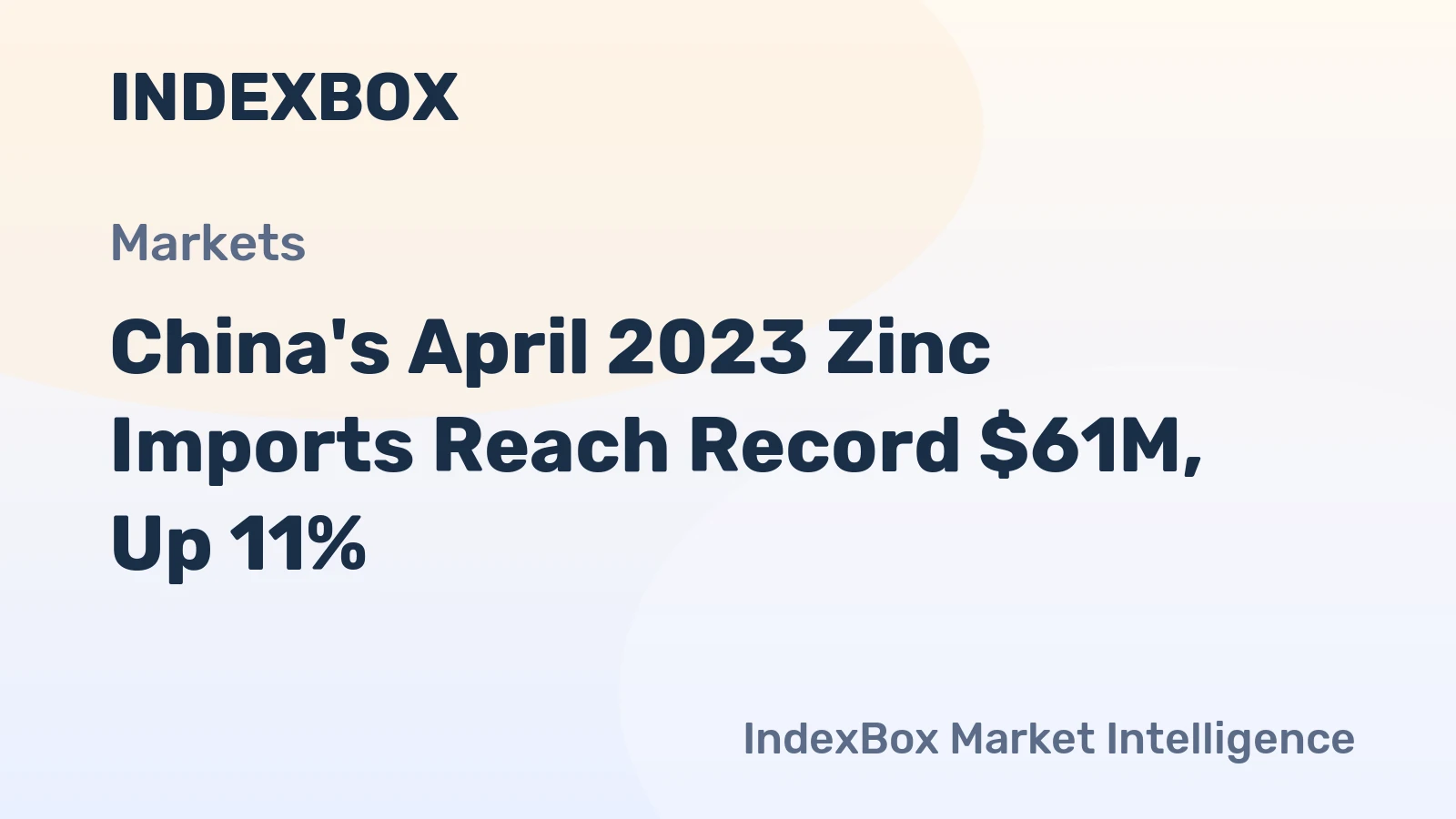 China's April 2023 Zinc Imports Reach Record $61M, Up 11%