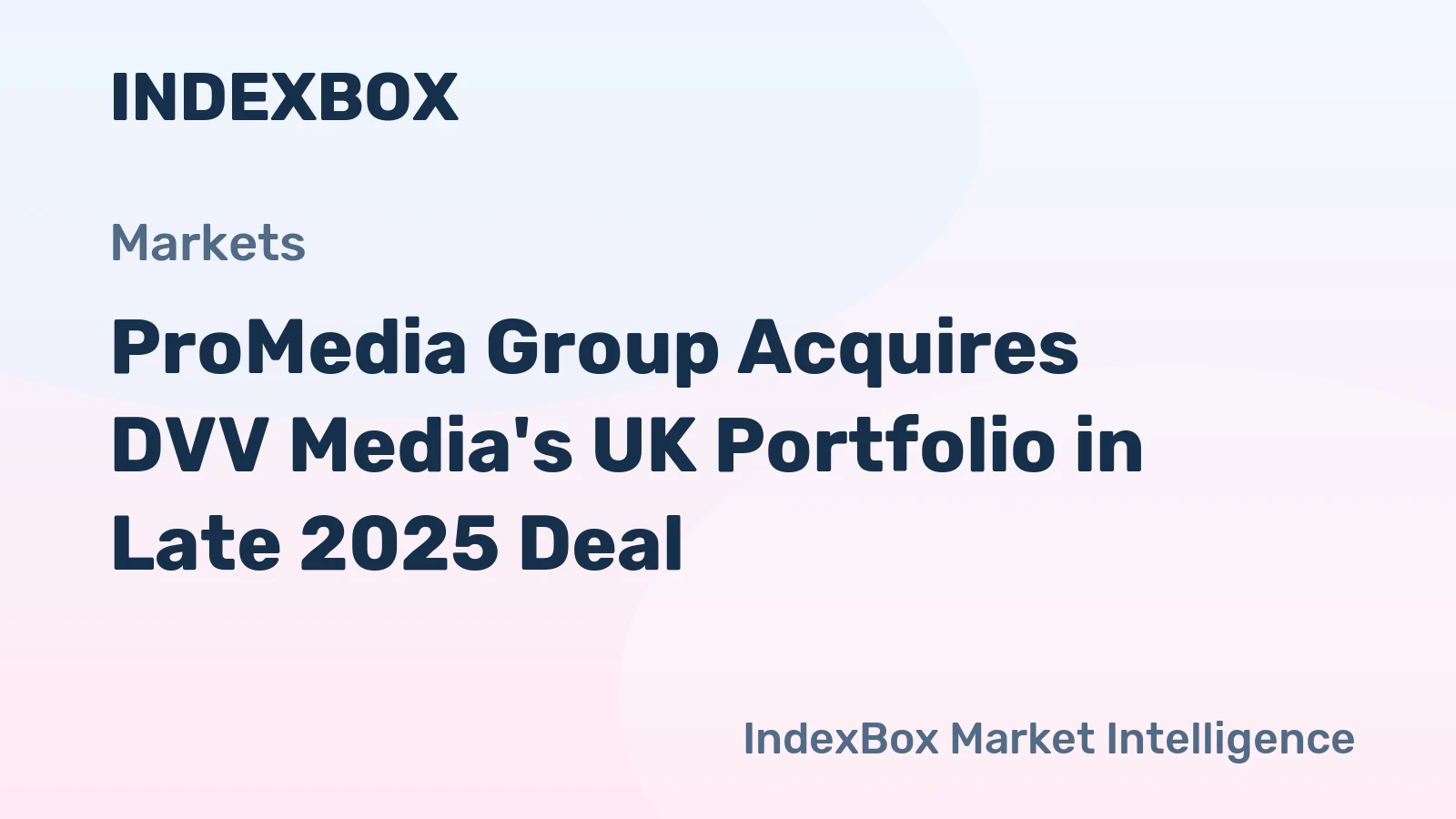 ProMedia Group Acquires DVV Media's UK Portfolio in Late 2025 Deal