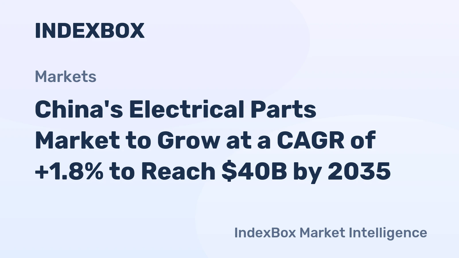 China's Electrical Parts Market to Grow at a CAGR of +1.8% to Reach $40B by 2035