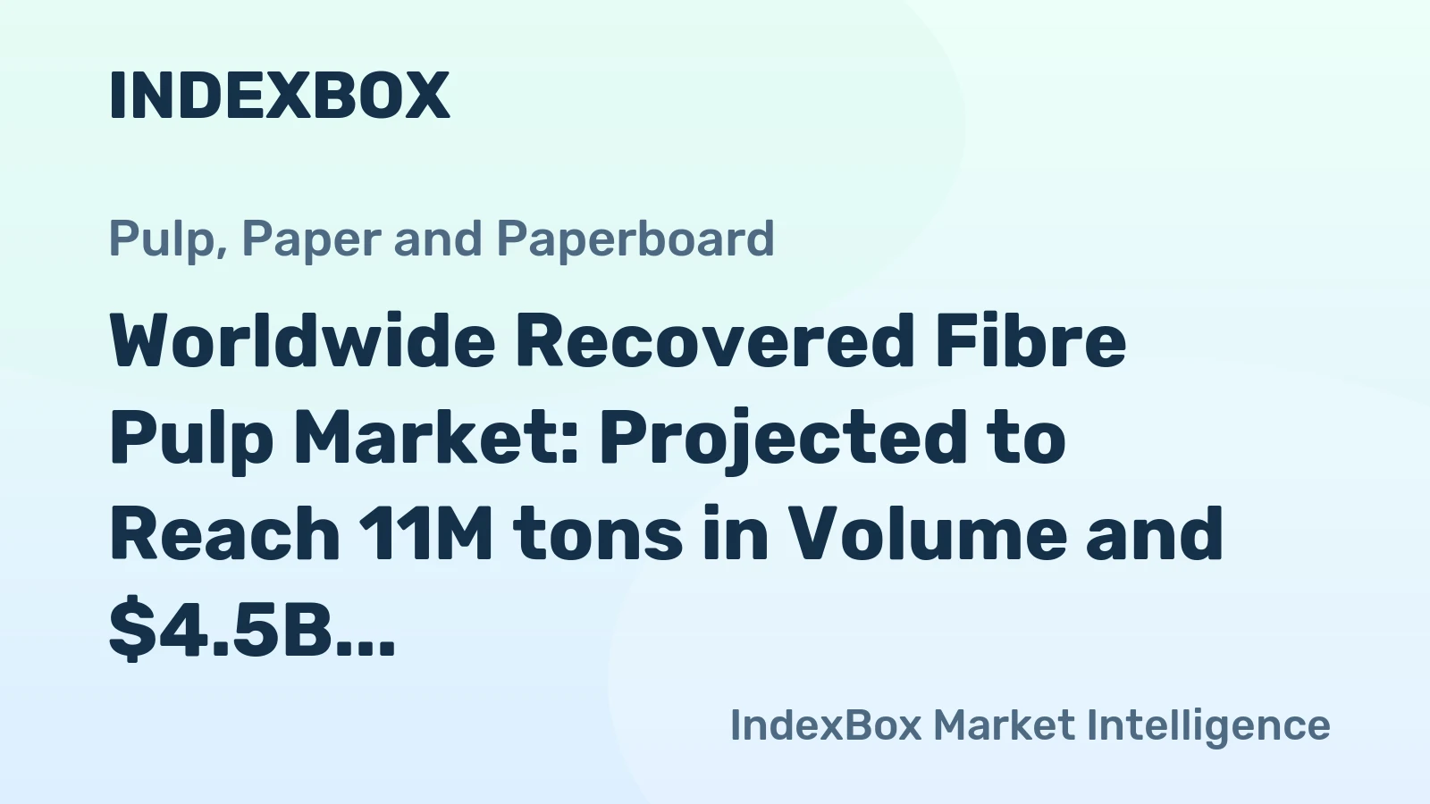 Worldwide Recovered Fibre Pulp Market: Projected to Reach 11M tons in Volume and $4.5B in Value by 2035