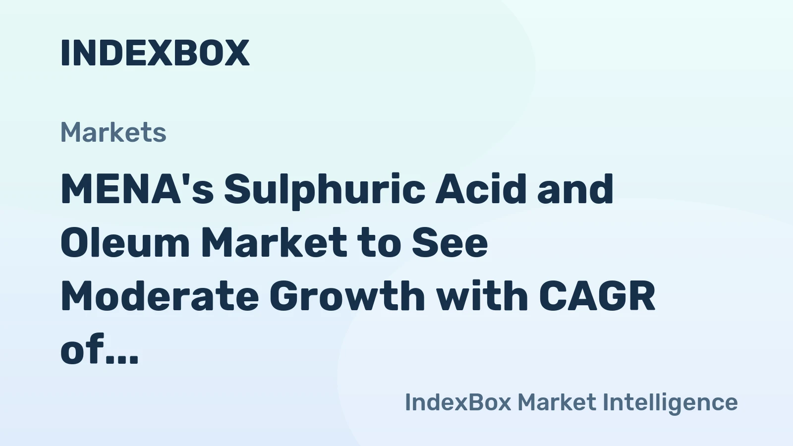 MENA's Sulphuric Acid and Oleum Market to See Moderate Growth with CAGR of +1.4% from 2024-2035